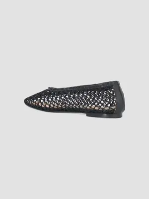 Staud Alba Crocheted Ballet Flats - Black