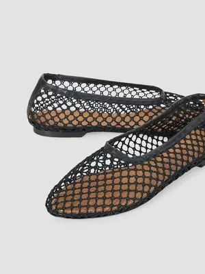 Staud Alba Crocheted Ballet Flats - Black