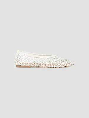 Staud Alba Crocheted Ballet Flats - Paper