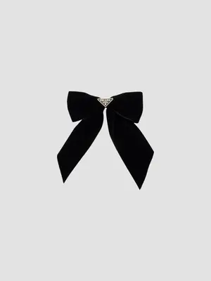Prada Velvet Bow Hair Clip - Black