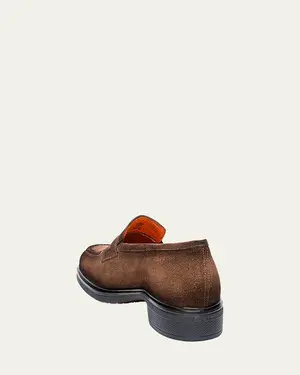 Santoni Easy Suede Penny Loafers