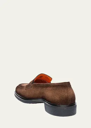Santoni Easy Suede Penny Loafers