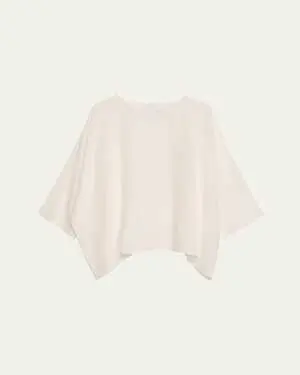 Eskandar Boat Neck Silk Top - White