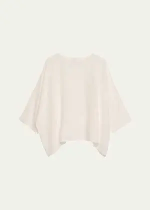 Eskandar Boat Neck Silk Top - White