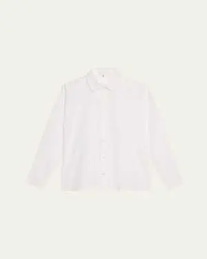 Eskandar Slim Cotton Shirt With Collar - White