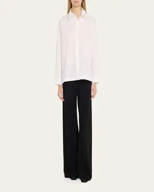 Eskandar Slim Cotton Shirt With Collar