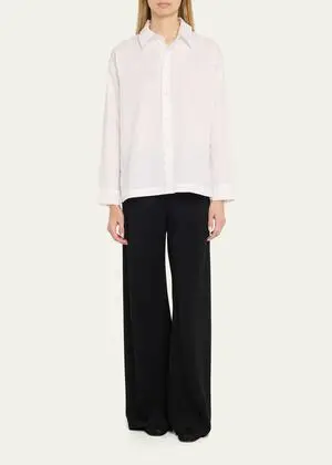 Eskandar Slim Cotton Shirt With Collar