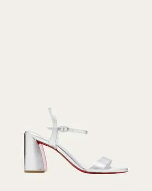 CHRISTIAN LOUBOUTIN 85mm Miss Jane Metallic Ankle-strap Sandals
