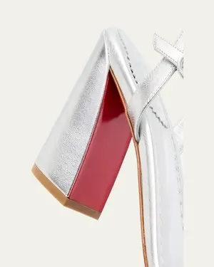 CHRISTIAN LOUBOUTIN 85mm Miss Jane Metallic Ankle-strap Sandals