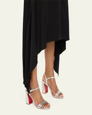 CHRISTIAN LOUBOUTIN 85mm Miss Jane Metallic Ankle-strap Sandals