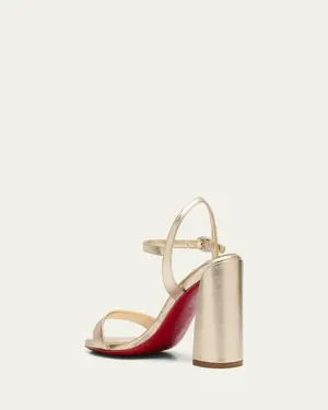 CHRISTIAN LOUBOUTIN 85mm Miss Jane Metallic Ankle-strap Sandals