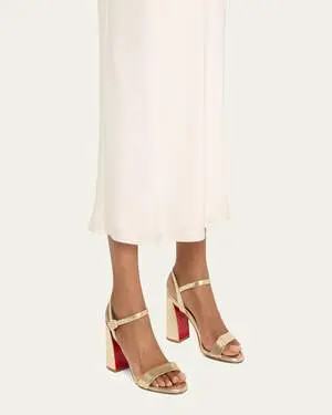 CHRISTIAN LOUBOUTIN 85mm Miss Jane Metallic Ankle-strap Sandals
