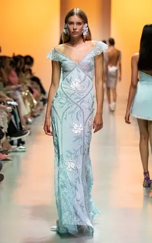 GEORGES HOBEIKA Lace-paneled Maxi Dress - Blue