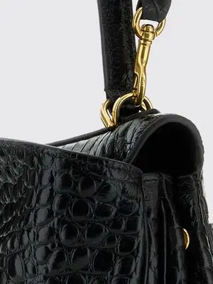 Balenciaga Rodeo Handbag In Croc-embossed Calfskin - Black