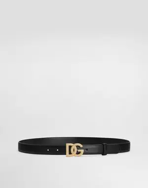 Dolce & Gabbana Calfskin Belt With Dg Logo - Black
