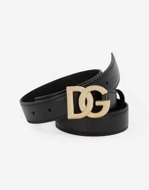 Dolce & Gabbana Calfskin Belt With Dg Logo - Black