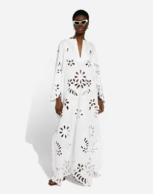 Dolce & Gabbana Long Cotton Caftan With Cut-out Detailing