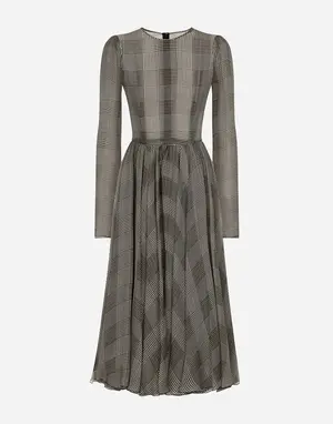 Dolce & Gabbana Chiffon Circle Skirt With Glen Plaid Print - Multicolor