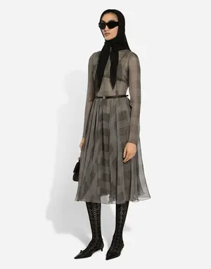 Dolce & Gabbana Chiffon Circle Skirt With Glen Plaid Print - Multicolor