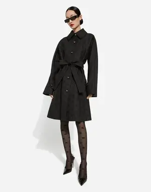 Dolce & Gabbana Quilted Jacquard Trench Coat With Dg Logo