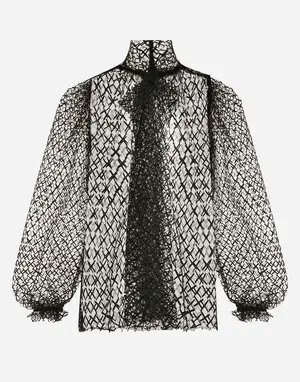 Dolce & Gabbana Mesh Pussy-bow Blouse