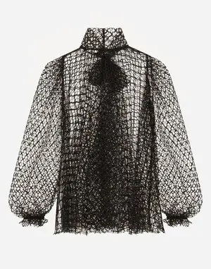 Dolce & Gabbana Mesh Pussy-bow Blouse