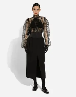 Dolce & Gabbana Mesh Pussy-bow Blouse