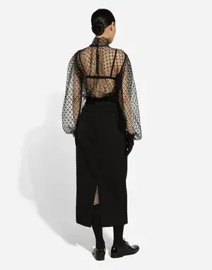Dolce & Gabbana Mesh Pussy-bow Blouse