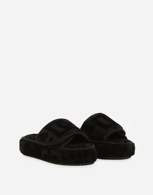 Dolce & Gabbana Terry Cotton Plateau Slides - Multicolor