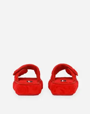 Dolce & Gabbana Terry Cotton Plateau Slides - Multicolor