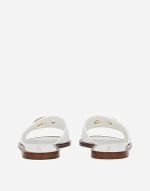 Dolce & Gabbana Bianca Calfskin Sliders - White