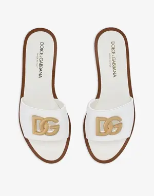 Dolce & Gabbana Bianca Calfskin Sliders - White