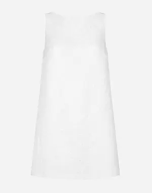 Dolce & Gabbana Short Brocade Dress With Plunging Back - White