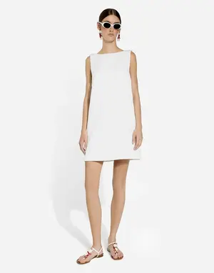 Dolce & Gabbana Short Brocade Dress With Plunging Back - White