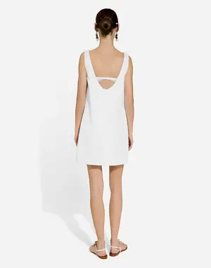 Dolce & Gabbana Short Brocade Dress With Plunging Back - White