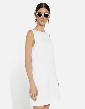 Dolce & Gabbana Short Brocade Dress With Plunging Back - White
