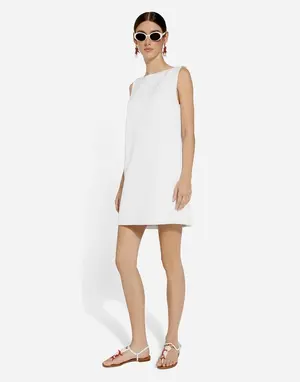 Dolce & Gabbana Short Brocade Dress With Plunging Back - White