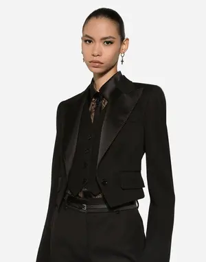 Dolce & Gabbana Short Wool Gabardine Tuxedo Jacket With Vest
