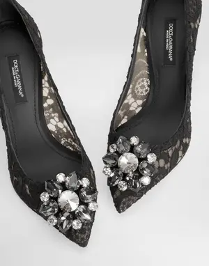 Dolce & Gabbana Bellucci Lace Pumps With Brooch - Black