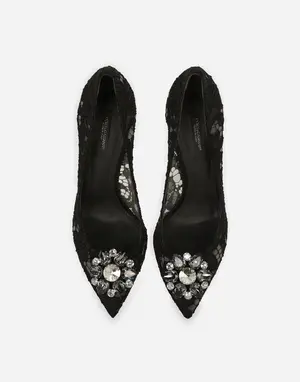 Dolce & Gabbana Bellucci Lace Pumps With Brooch - Black