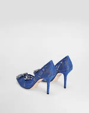 Dolce & Gabbana Bellucci Lace Pumps With Brooch - Blue
