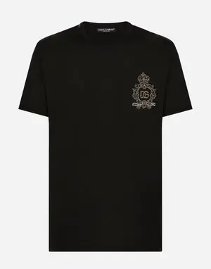 Dolce & Gabbana Cotton T-shirt With Heraldic Dg Patch - Black