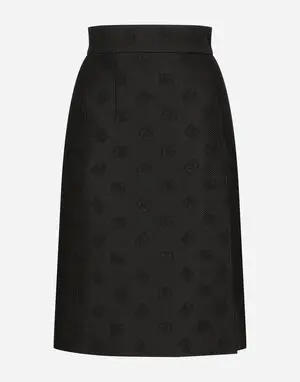 Dolce & Gabbana Quilted Jacquard Midi Skirt With Dg Logo