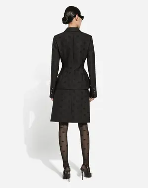 Dolce & Gabbana Quilted Jacquard Midi Skirt With Dg Logo