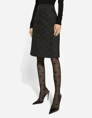 Dolce & Gabbana Quilted Jacquard Midi Skirt With Dg Logo