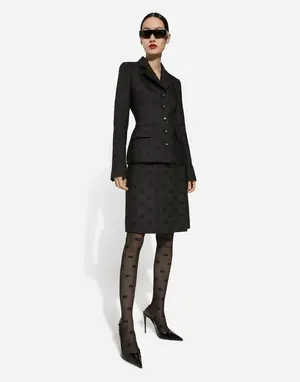 Dolce & Gabbana Quilted Jacquard Midi Skirt With Dg Logo