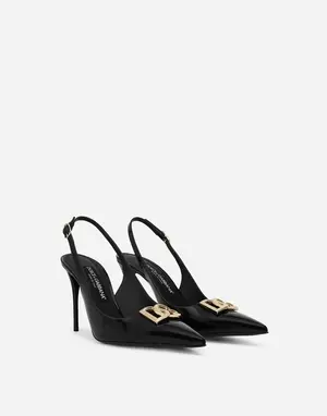 Dolce & Gabbana Polished Calfskin Slingbacks - Black