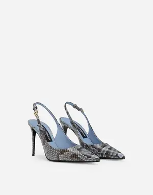 Dolce & Gabbana Python Slingbacks - Light Blue