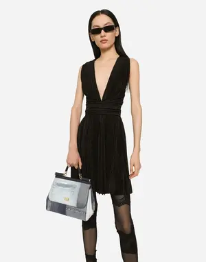 Dolce & Gabbana Short Pleated Lurex Mesh Dress