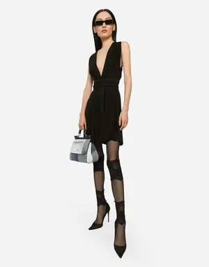 Dolce & Gabbana Short Pleated Lurex Mesh Dress